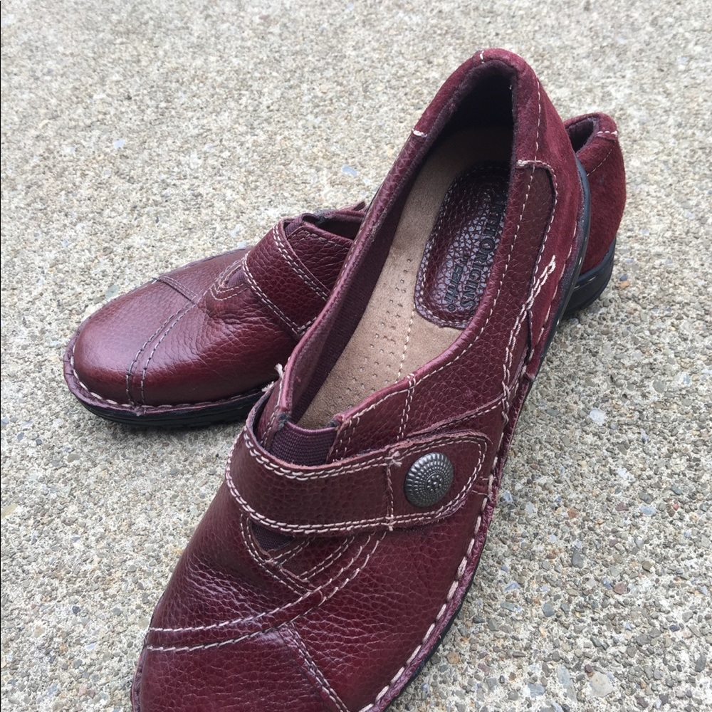 Women's Earth Origins Burgundy Leather Shoes 8m - Gem